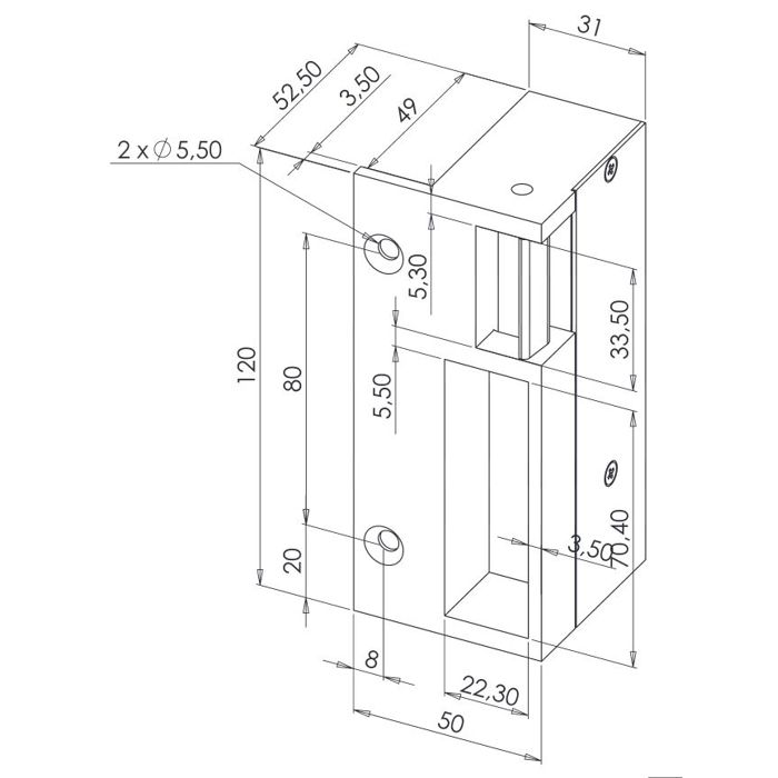 Gâche électrique 2120 version B 12V AC/DC EFF EFF en applique verticale ...