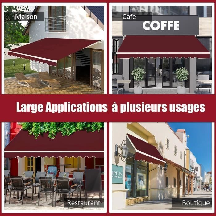 GOPLUS Store Banne Rétractable, Auvent d'Abri Manuel Résistant aux UV ...