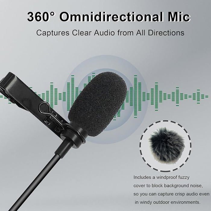 Lot de 2 microphones cravate filaires omnidirectionnels à condensateur ...