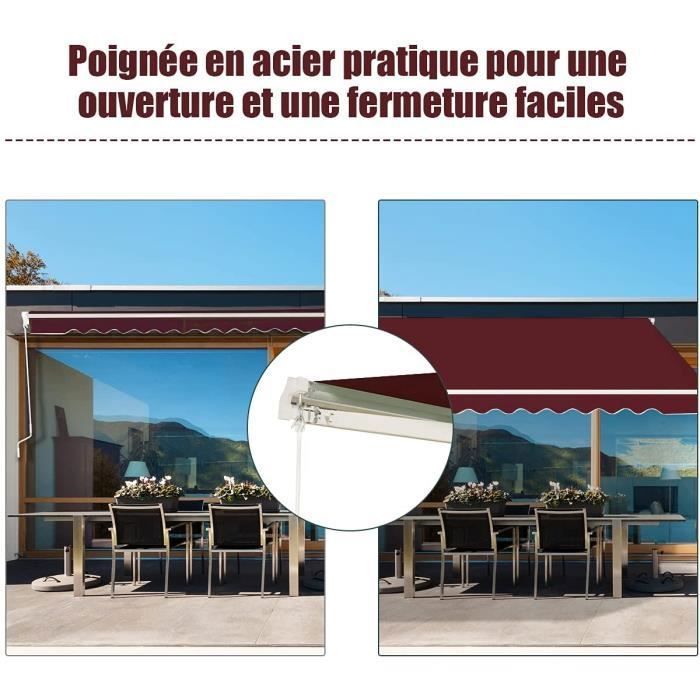 GOPLUS Store Banne Rétractable, Auvent d'Abri Manuel Résistant aux UV ...