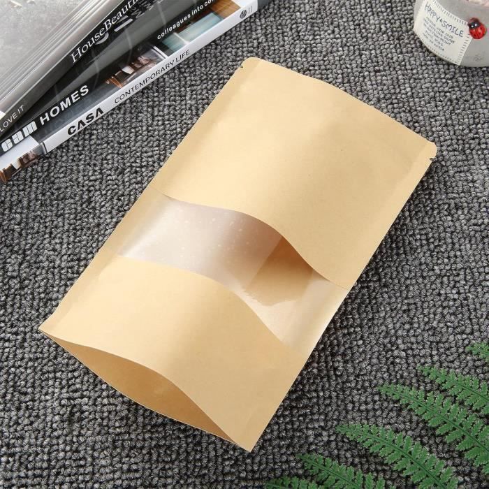 SENENQU Lot de 200 Sachet kraft Alimentaire avec Fenetre, 12×20CM ...
