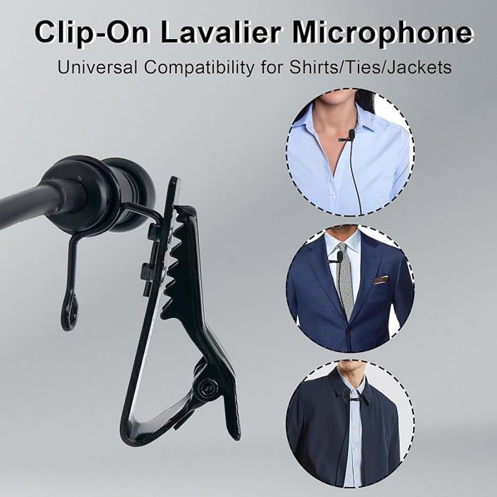 Lot de 2 microphones cravate filaires omnidirectionnels à condensateur ...
