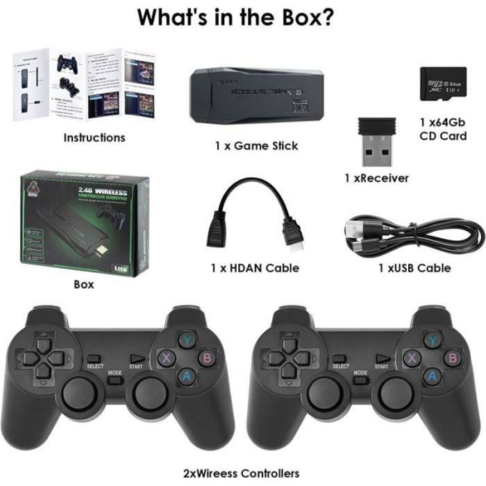 Console de Jeu Vidéo avec 20000 Jeux Intégrés Manette sans Fil Clé de ...