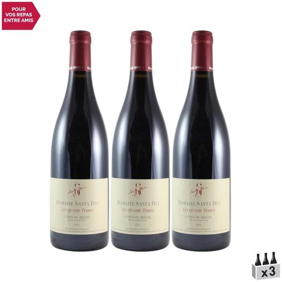 Côtes du Rhône Les Quatre Terres Rouge 2017 - Lot de 3x75cl - Domaine ...