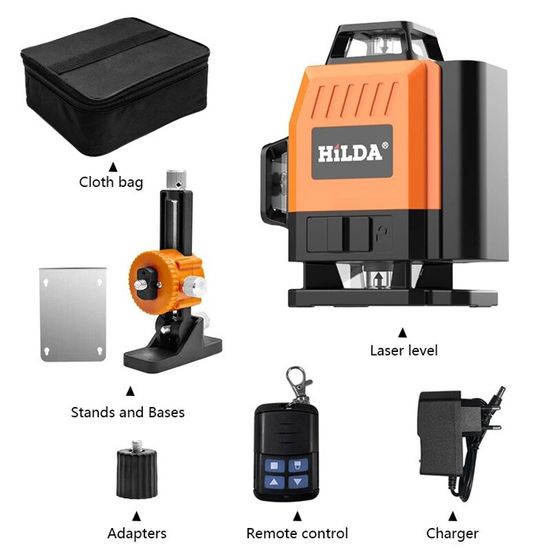 HILDA - Niveau laser 360 auto-nivelant 16 lignes,laser vert à croix ...