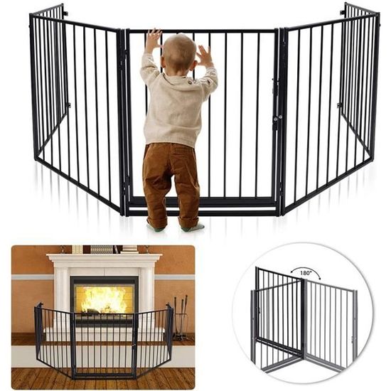 Aufun Barrière de Sécurité pour Cheminée en Métal 5 Pièces avec Porte ...