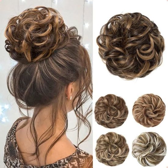 Chignon Postiche Cheveux Grande Postiches Bouclés Ondulés Chouchou ...