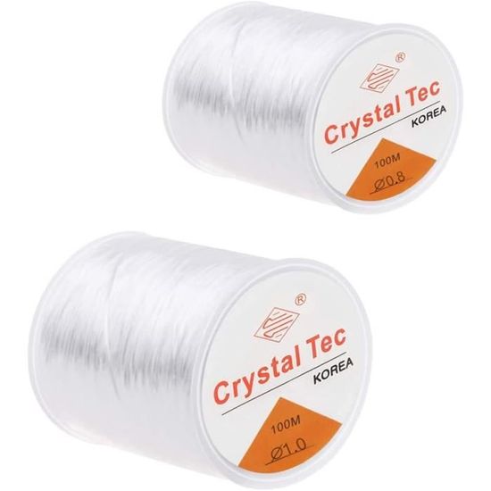 2Pcs Fils Elastique Transparent Pour Bracelets 1Mm-0,8Mm Fil Elastique ...