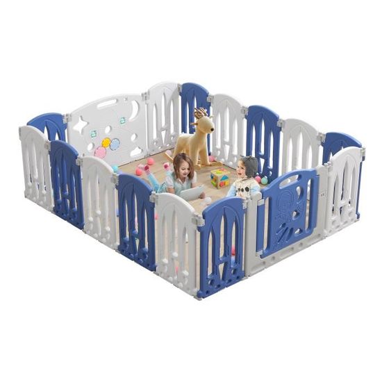 XMTECH Parc Bébé en Plastique 14 + 2 Panneaux d’Activité et Porte ...
