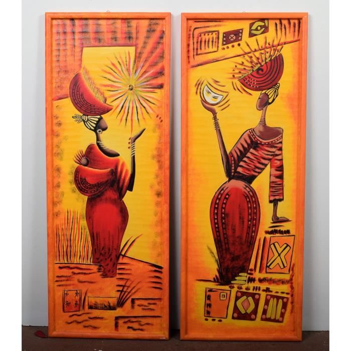 Tableau Afro Multi-panneaux - 110x40cm - Cdiscount Maison