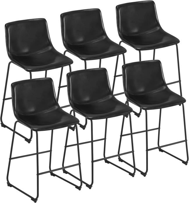 EUGAD Lot de 6 Tabouret de Bar en Similicuir, Chaise Haute Cuisine avec ...