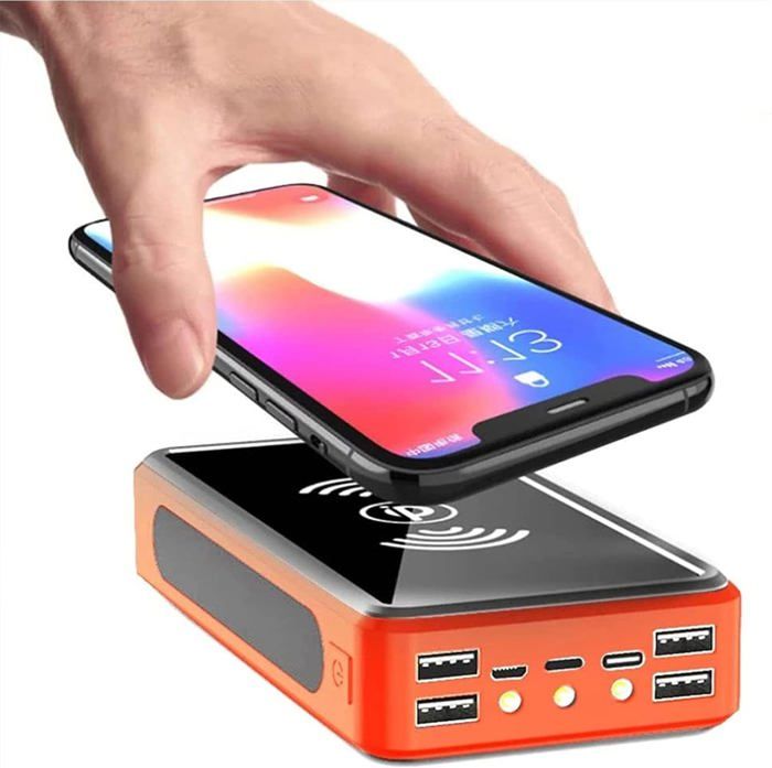 Orange Batterie Externe Solaire 50000mAh, Chargeur Solaire 5 Sorties 4 ...