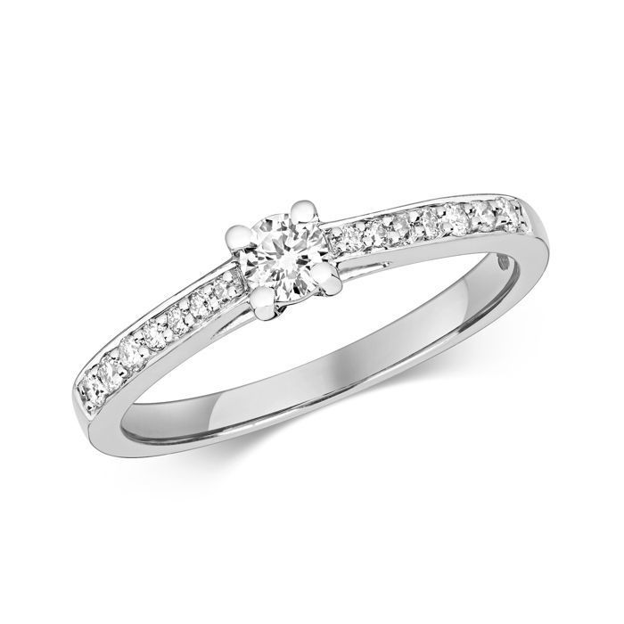 Bague Femme Solitaire Fiancailles Or Blanc 375/1000 et Diamant Brillant ...