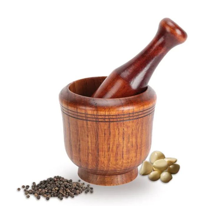 Mortier Rond et Pilon en bois - Moulin à Épice - Broyeur Manuel Main ...