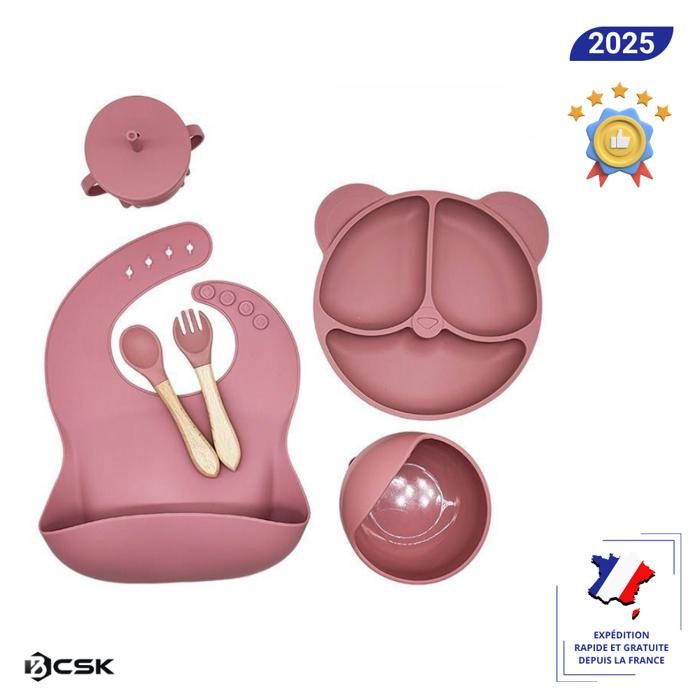 Coffret repas bébé silicone Panda BCSK® – Assiette, bol, gobelet ...