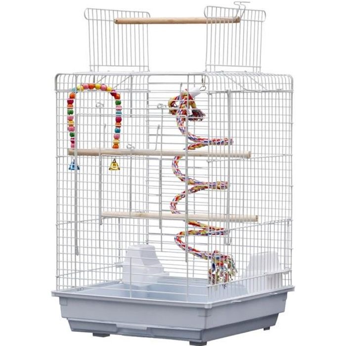 Cage à Oiseaux Cage pour Perruche Canari avec 2 Jouets Ouverture ...