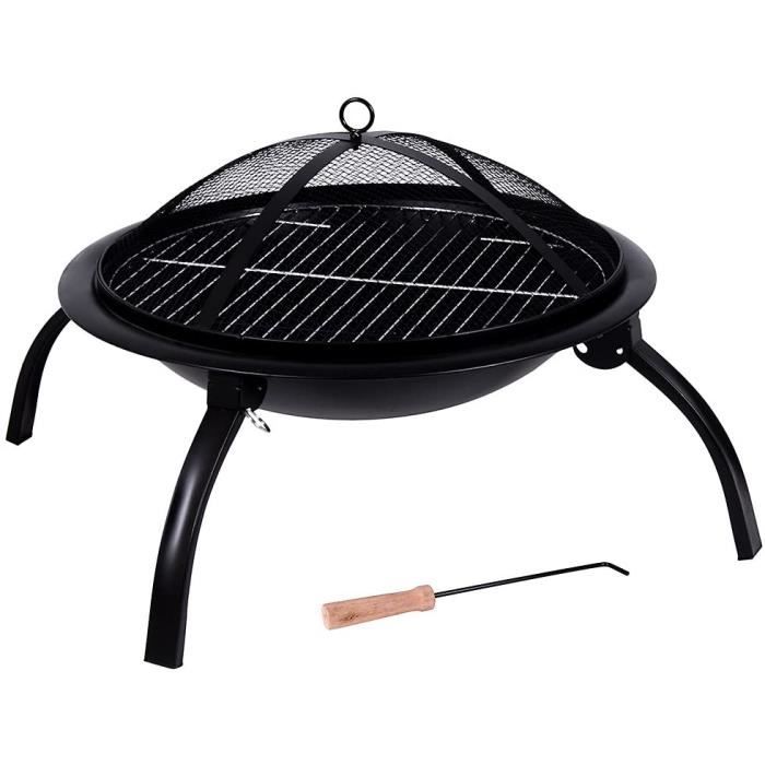 Barbecue Chauffage de terrasse Jardin Pliable Foyer en Acier Noir ...