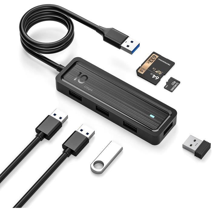 Hub Usb Avec Lecteur De Carte Sd-Tf, Usb 3.2 Gen 2 10 Gbit-S 3Ft-1M ...