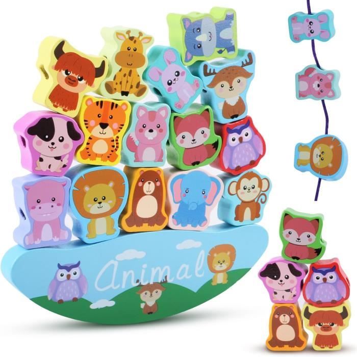 Jouet Enfant 3 4 5 Ans, Jouet À Empiler En Bois Animaux, Animaux Jouet D'Équilibre En Bois Pour ...