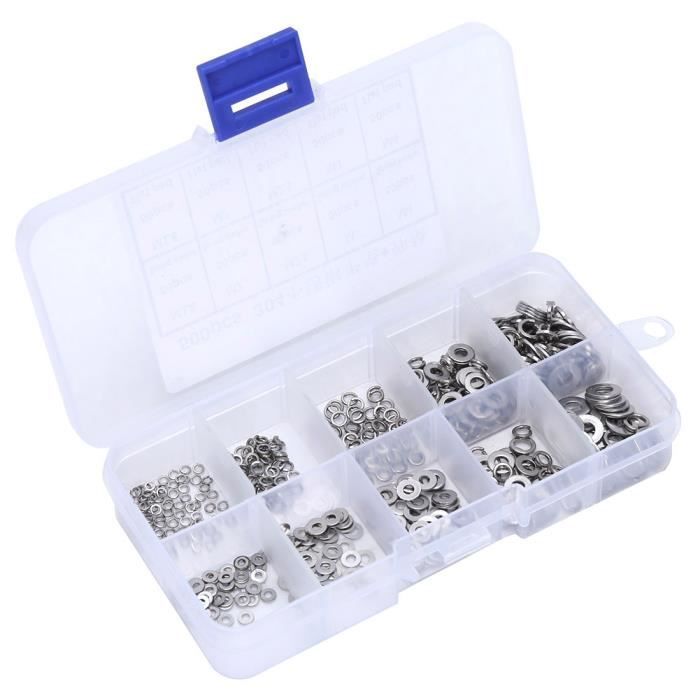 EJ.life joint torique 500 pièces M1.6 M2 M2.5 M3 M4 Rondelle plate en acier inoxydable et kit de ...