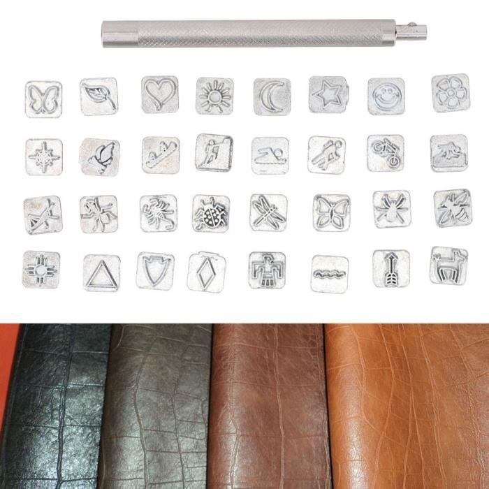 Fdit Poinçon de tampon en cuir 32 PCS Cartoon Animal Plant Leather ...