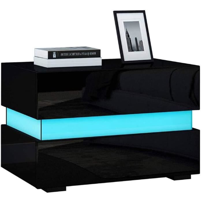 YOSHI Table de chevet Table de nuit Éclairage LED Haute brillance Blue ...