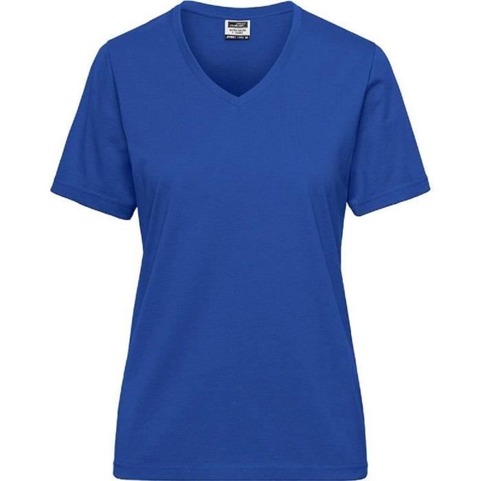 T-shirt de travail Bio col V - Femme - JN1807 - bleu roi Bleu ...