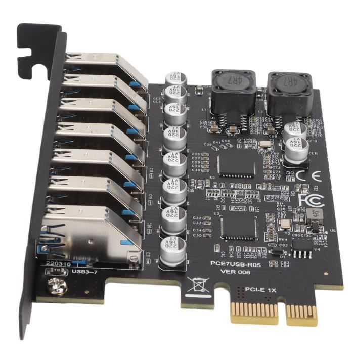 Carte d'extension USB 3.2 GEN1 - SURENHAP - 7 ports - PCIE - Métal et ...