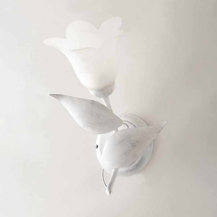 Applique Murale En Fer Forgé Blanc Et Argent - Applique Shabby Chic ...
