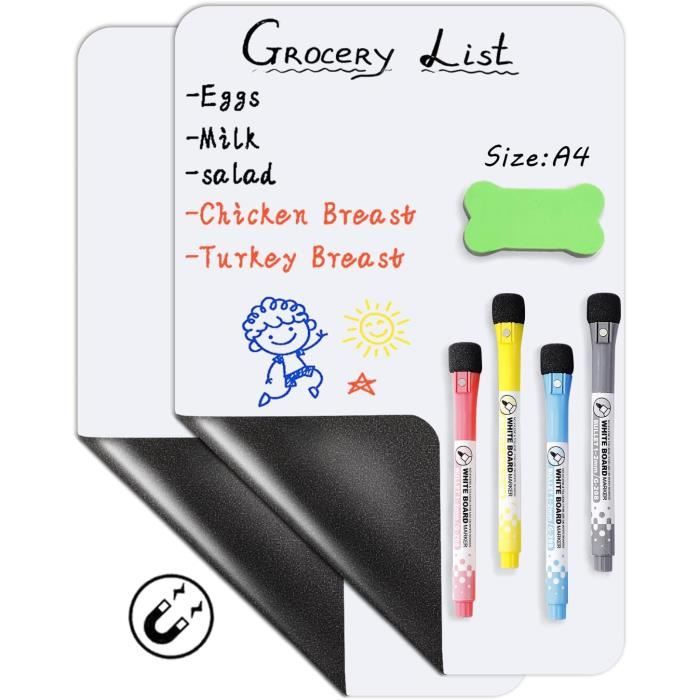 Tableau Blanc Effacable, Tableau Magnetique Frigo A4 Whiteboard Adhesif ...