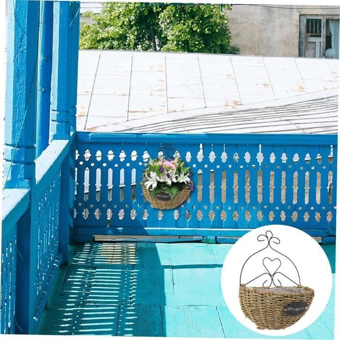 1 Pc Panier De Fleurs à Suspendre Au Mur en Rotin Osier Rotin Pots De ...