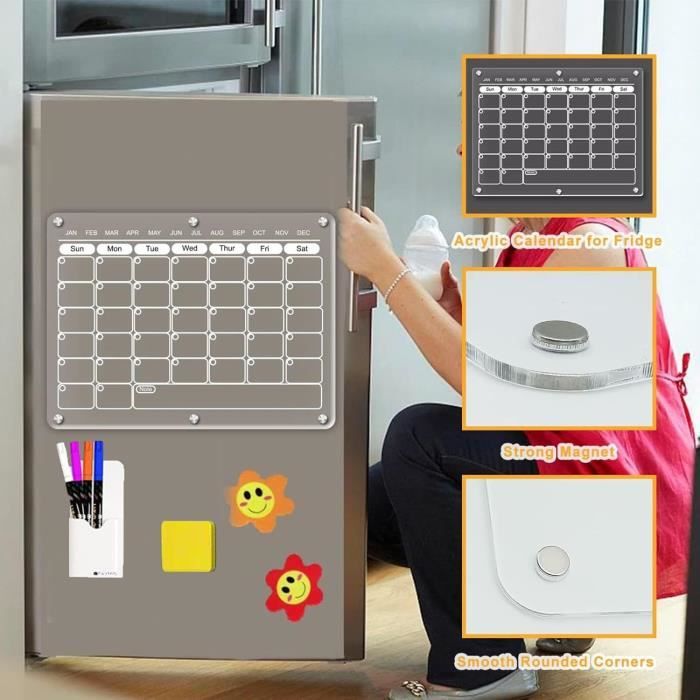 Planning Frigo Magnetique, 14X11, Tableau Frigo Magnétique, Comprend 4 ...