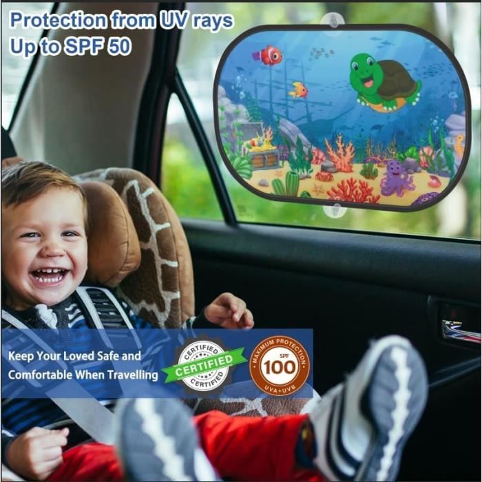 Pare-Soleil Voiture Bébé Protection Uv Upf 50+ Avec 4 Ventouses Protection Soleil Vitres De ...