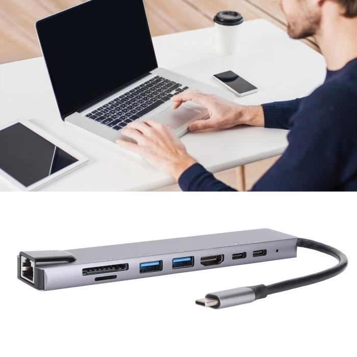 Hub USB Multiport 8 en 1 - OMABETA - Type C - HDMI - USB3.0 - RJ45 ...