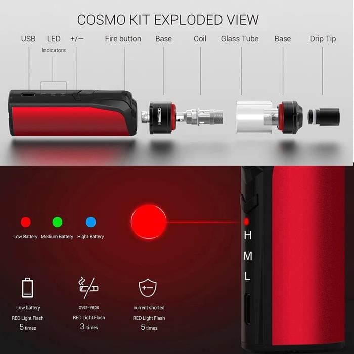 Ridgetube Cosmo Vape Kit 30W Cigarette Électronique Mod Atomiseur De 2 ...
