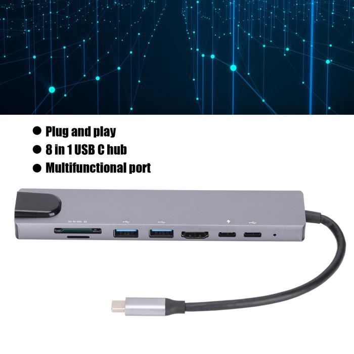 Hub USB Multiport 8 en 1 - OMABETA - Type C - HDMI - USB3.0 - RJ45 ...