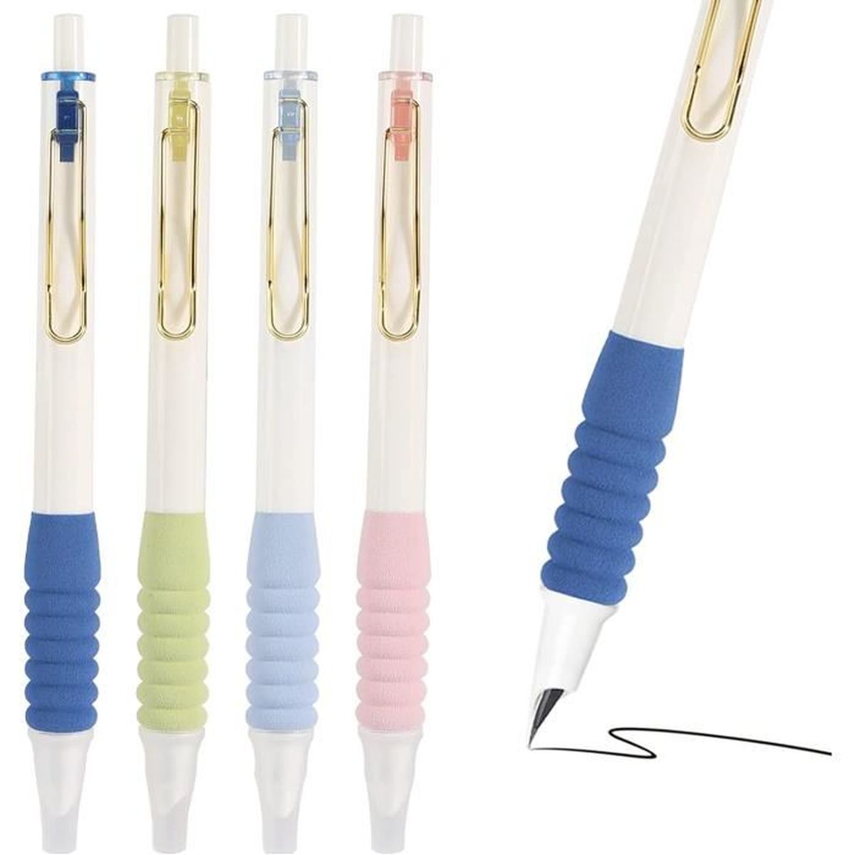 Lot de 4 stylos à plume rétractables Stehaufe sans encre 0,38 mm ...