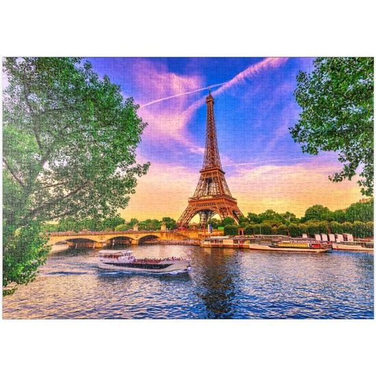 Tour Eiffel Et Seine Au Coucher Du Soleil À Paris, France Premium 1000 Pièces Puzzle Collection ...