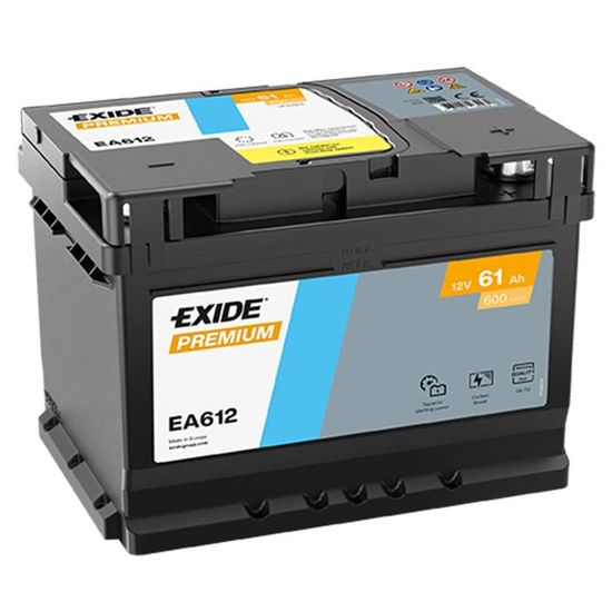 BATTERIE EXIDE PREMIUM LB2 12V 61AH 600A 242X175X175 +D EA612 ...