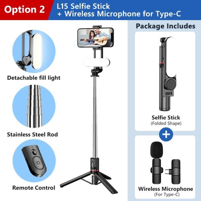Option 2-Perche à Selfie L15 Mini trépied pliable Photo en direct avec ...