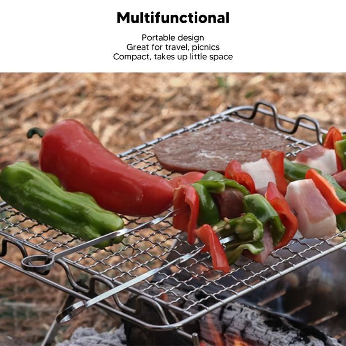Gril de barbecue Barbecue Grill Base Stable Pliable En Acier Inoxydable Multi-usages Gril À ...