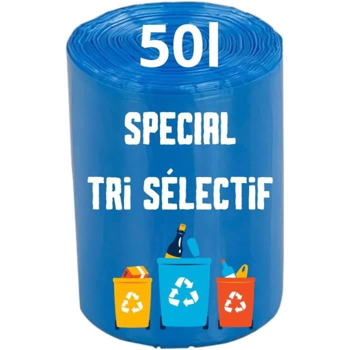 Sac Poubelle Bleu 50L | Lot De 100 Sacs | Epaisseur 15 Microns ...