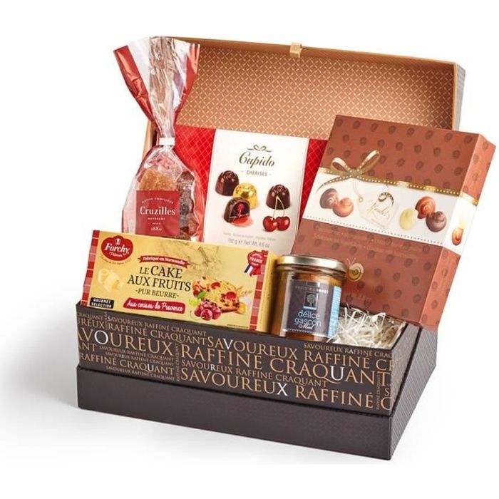 Coffret Cadeau Gourmand - Panier Gourmand de Noël Option - Avec coffret ...