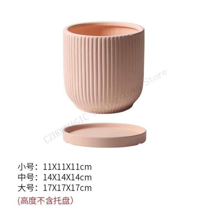 Pot de fleurs - Rose 05 - Céramique - Style nordique Ins - Avec plateau ...