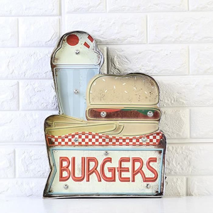 Décoration Murale Signe De Hamburger Pour Les Entreprises, Décoration Murale De Hamburgers À Led ...