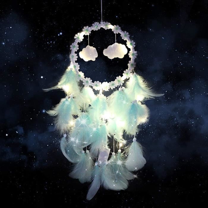 QGKJ Capteur de rêves Fait à la Main, Capteur de rêves avec Lumières LED, Capteur de rêves avec ...