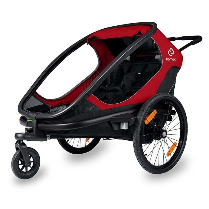 Remorque de vélo bébé Hamax Outback One - Rouge/Noir - Charge max. 40 ...