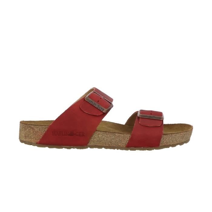 Mules Femme - HAFLINGER - BIO ANDREA - Talon plat - Rouge Rouge ...