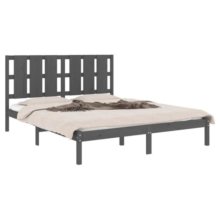 Lit Double | 2 Places 160 x 200 cm, Cadre de Lit en Bois de pin massif ...