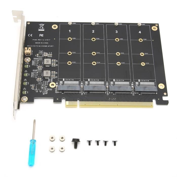 Carte adaptateur - TMISHION - PH44 - 4 ports M.2 NVMe SSD - PCIE X16 - Protocole PCIE 3.0/4.0 ...
